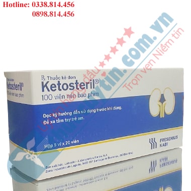 Thuốc Ketosteril 600mg hộp 100 Viên Điều Trị Suy Thận Mạn